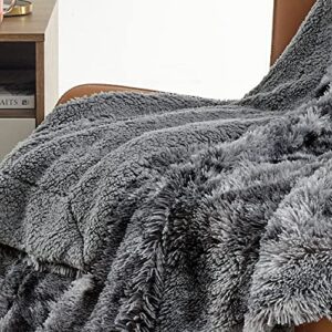 Bedsure Faux Fur Throw Blanket Tie Dye Grey – Fuzzy, Fluffy, and Shaggy Faux Fur, Soft and Thick Sherpa, Tie-dye Decorative Gift, Throw Blankets for Couch, Sofa, Bed, 50x60 Inches, 380 GSM