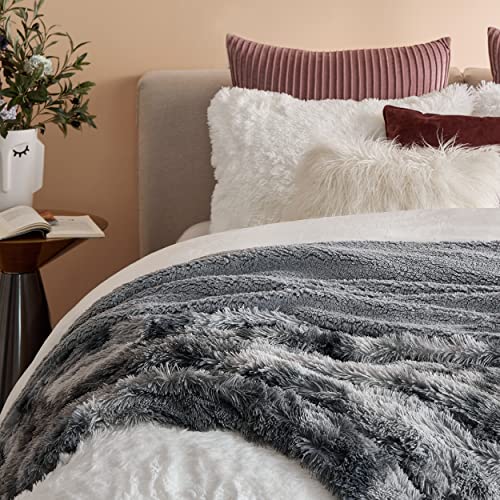 Bedsure Faux Fur Throw Blanket Tie Dye Grey – Fuzzy, Fluffy, and Shaggy Faux Fur, Soft and Thick Sherpa, Tie-dye Decorative Gift, Throw Blankets for Couch, Sofa, Bed, 50x60 Inches, 380 GSM