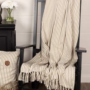 piper classics katie’s vintage stripe throw blanket, 70″ l x 55″ w, oversized, urban rustic farmhouse bedding, natural cream w/black stripes blanket