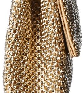 Whiting & Davis Crystal Chevron Flap Clutch,Gold,One Size