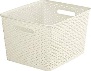 curver my style large rectangular storage basket, vintage white, 18 litre