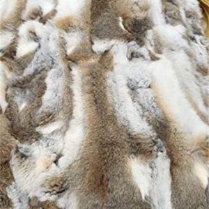 Seek4comfortable Soft Real Rabbit Fur Throw Blanket Rug Patchwork Skin Fur Rug Pelz Leather Pelt Home Kitchen Bed Throws, 43" x 22"(Straw Yellow)