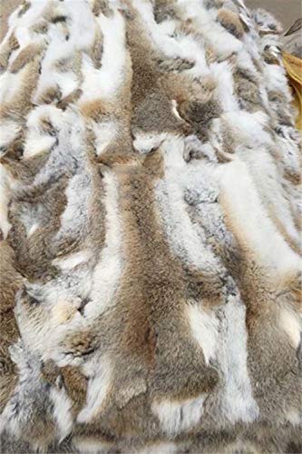 Seek4comfortable Soft Real Rabbit Fur Throw Blanket Rug Patchwork Skin Fur Rug Pelz Leather Pelt Home Kitchen Bed Throws, 43" x 22"(Straw Yellow)