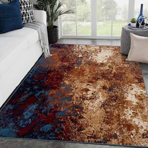 luxe weavers – howell collection – modern splatter blue 5 x 7 abstract area rug