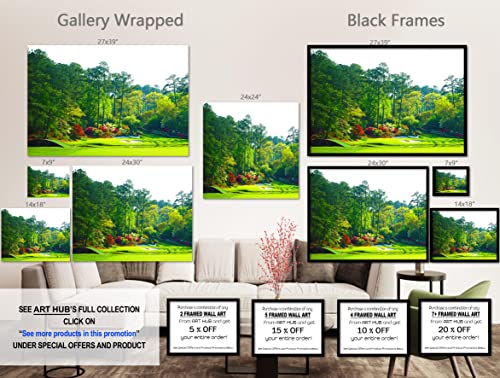 Augusta Golf Course - FRAMED - Canvas Print Home Decor Wall Art, Gallery Wrap Inner Frame, 24x24