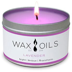 wax and oils soy wax aromatherapy scented candles (lavender) 8 ounces. single