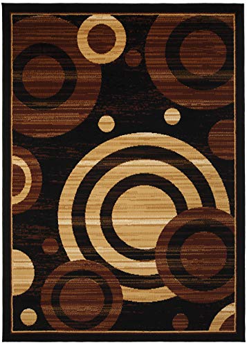 Antep Rugs Kashan King Collection Galaxy Geometric Polypropylene Indoor Area Rug (Black/Beige, 5' x 7')