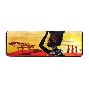 African Women Kitchen Rugs Non-Slip Soft Doormats Bath Carpet Floor Runner Area Rugs for Home Dining Living Room Bedroom 72" X 24"