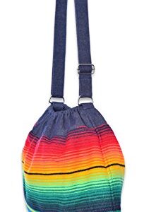 Handmade Bohemian Bag From Mexican Serape Blanket - Cinco de Mayo Hippie Boho Denim Purse Sack Bag