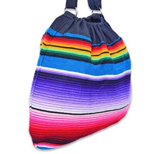 Handmade Bohemian Bag From Mexican Serape Blanket - Cinco de Mayo Hippie Boho Denim Purse Sack Bag