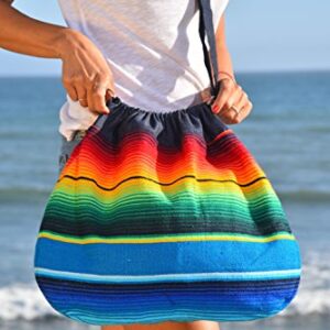 Handmade Bohemian Bag From Mexican Serape Blanket - Cinco de Mayo Hippie Boho Denim Purse Sack Bag