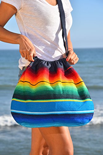 Handmade Bohemian Bag From Mexican Serape Blanket - Cinco de Mayo Hippie Boho Denim Purse Sack Bag