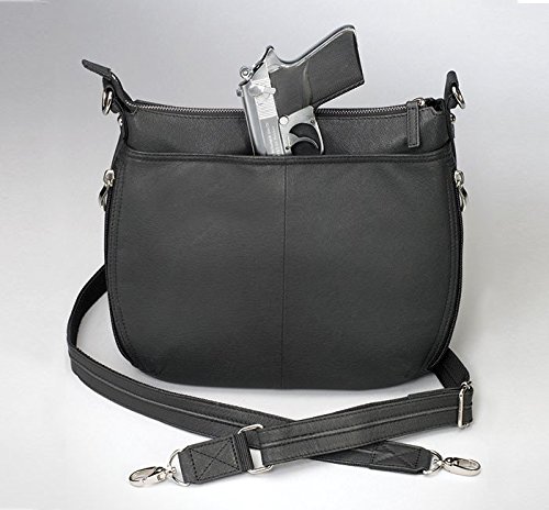 GTM Gun Tote'n Mamas Concealed Carry Chrome Zip Handbag, Black, Small