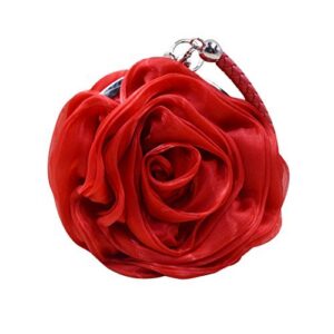 mily womens satin evening bag flower shaped wristlet red