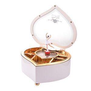 rainbowie heart musical jewelry box, musical jewelry storage box with dancing girl,arrow design christmas gift white