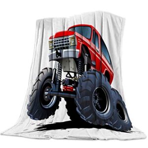 singingin ultra soft flannel fleece bed blanket cartoon monster truck throw blanket all season warm fuzzy light weight cozy plush blankets for living room/bedroom 40″ x 50″