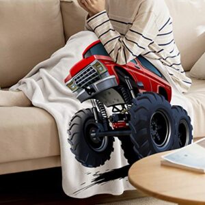 Singingin Ultra Soft Flannel Fleece Bed Blanket Cartoon Monster Truck Throw Blanket All Season Warm Fuzzy Light Weight Cozy Plush Blankets for Living Room/Bedroom 40" x 50"