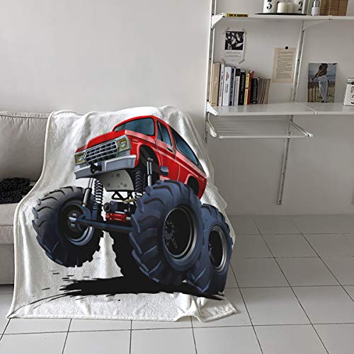 Singingin Ultra Soft Flannel Fleece Bed Blanket Cartoon Monster Truck Throw Blanket All Season Warm Fuzzy Light Weight Cozy Plush Blankets for Living Room/Bedroom 40" x 50"