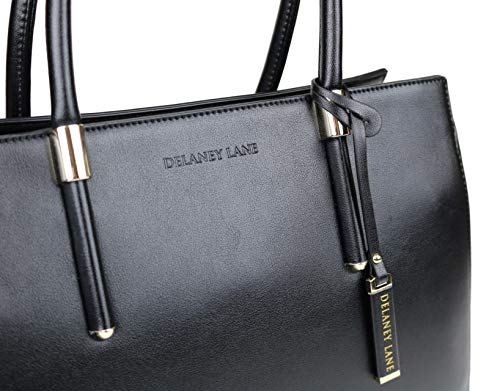 DELANEY LANE - The Bella Handbag - Quality Designer Purse for Women - Detachable Shoulder Strap (Black)