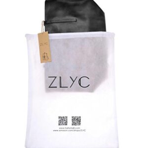 ZLYC Women Vintage Dip Dye Leather Tote Bag Handbag Large Zippered Shoulder Bag, Black