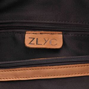 ZLYC Women Vintage Dip Dye Leather Tote Bag Handbag Large Zippered Shoulder Bag, Black