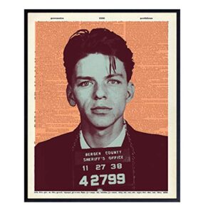 frank sinatra 8×10 poster, upcycled dictionary art photo, pop art home decor – modern wall art print – unique contemporary room decorations for living room, bedroom – gift for ole blue eyes fans