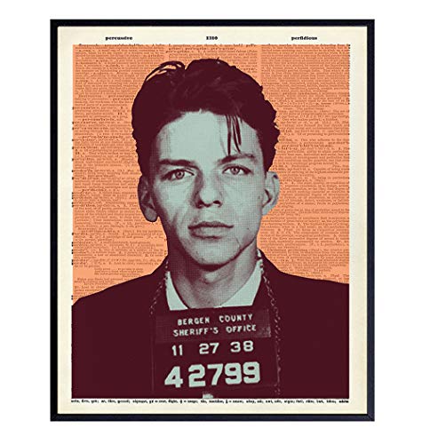 Frank Sinatra 8x10 Poster, Upcycled Dictionary Art Photo, Pop Art Home Decor - Modern Wall Art Print - Unique Contemporary Room Decorations for Living Room, Bedroom - Gift for Ole Blue Eyes Fans