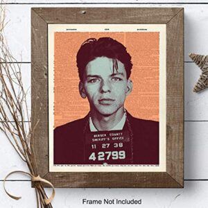 Frank Sinatra 8x10 Poster, Upcycled Dictionary Art Photo, Pop Art Home Decor - Modern Wall Art Print - Unique Contemporary Room Decorations for Living Room, Bedroom - Gift for Ole Blue Eyes Fans