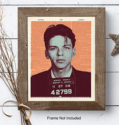 Frank Sinatra 8x10 Poster, Upcycled Dictionary Art Photo, Pop Art Home Decor - Modern Wall Art Print - Unique Contemporary Room Decorations for Living Room, Bedroom - Gift for Ole Blue Eyes Fans