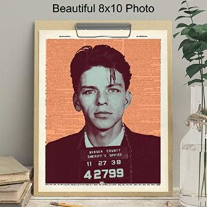 Frank Sinatra 8x10 Poster, Upcycled Dictionary Art Photo, Pop Art Home Decor - Modern Wall Art Print - Unique Contemporary Room Decorations for Living Room, Bedroom - Gift for Ole Blue Eyes Fans