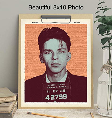 Frank Sinatra 8x10 Poster, Upcycled Dictionary Art Photo, Pop Art Home Decor - Modern Wall Art Print - Unique Contemporary Room Decorations for Living Room, Bedroom - Gift for Ole Blue Eyes Fans