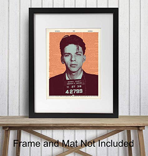 Frank Sinatra 8x10 Poster, Upcycled Dictionary Art Photo, Pop Art Home Decor - Modern Wall Art Print - Unique Contemporary Room Decorations for Living Room, Bedroom - Gift for Ole Blue Eyes Fans