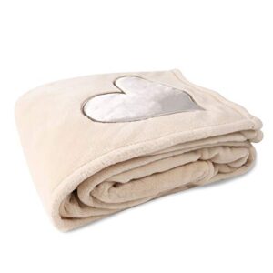 Pavilion Gift Company Forever in Our Hearts-50x60 Super Soft Royal Plush Throw Blanket, Cream