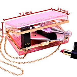 JeVenis Womens Transparent Sequins Chain Clutch Evening Handbag Party Cross-body Purse (Love Pink)