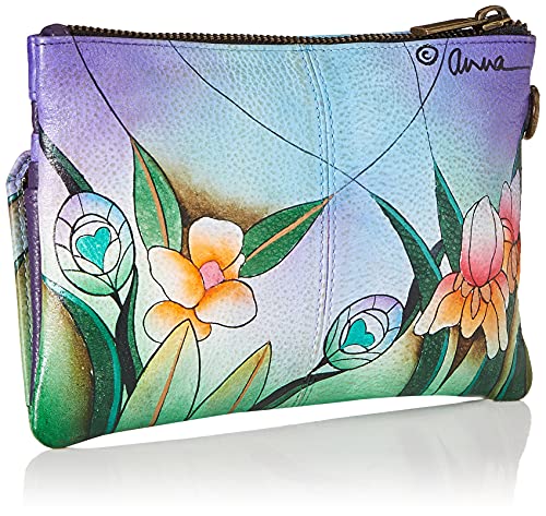 Anna by Anuschka Hand Painted Leather Wristlet Organizer Wallet | Midnight Peacock