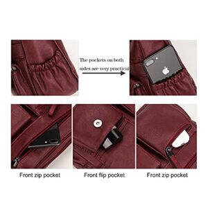 Artwell Hobo Shoulder Bag Soft PU Leather Crossbody Bag For Women Tote Handbag Purse Fashion Bag Lady (Wine Red)