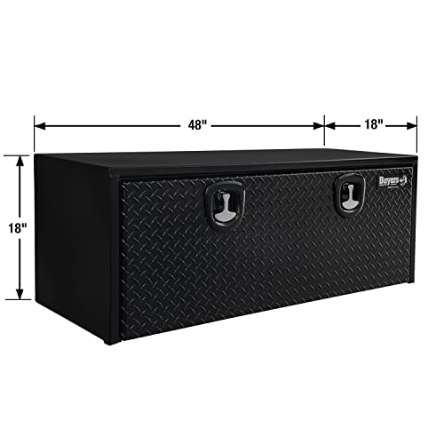 Buyers Products 1702510 Black Steel Underbody Truck Box with Aluminum Door, 18 x 18 x 48 Inch