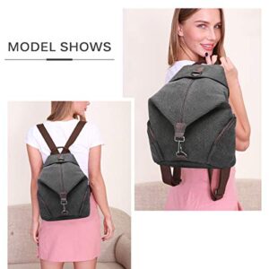 JOSEKO School Backpack Women, Casual Vintage Canvas Women Backpack Purse Ladies Large Capacity Travel Bag Black 10.63'' x15.35''x6.29''