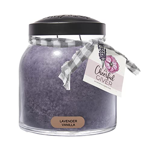 A Cheerful Giver — Lavender Vanilla - 34oz Papa Scented Candle Jar with Lid - Keepers of the Light - 155 Hours of Burn Time, Gift Candle, Violet