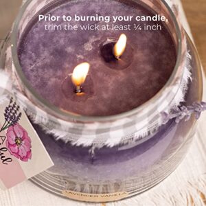 A Cheerful Giver — Lavender Vanilla - 34oz Papa Scented Candle Jar with Lid - Keepers of the Light - 155 Hours of Burn Time, Gift Candle, Violet