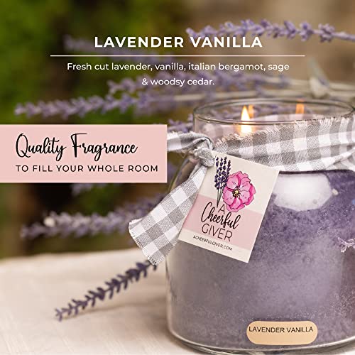 A Cheerful Giver — Lavender Vanilla - 34oz Papa Scented Candle Jar with Lid - Keepers of the Light - 155 Hours of Burn Time, Gift Candle, Violet