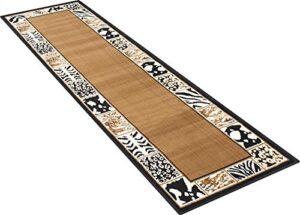 modern exotic wildlife animal print zebra tiger cheetah leopard african safari area rug (2’ x 7’ runner)