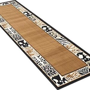 Modern Exotic Wildlife Animal Print Zebra Tiger Cheetah Leopard African Safari Area Rug (2’ X 7’ Runner)