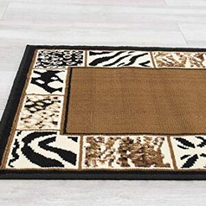 Modern Exotic Wildlife Animal Print Zebra Tiger Cheetah Leopard African Safari Area Rug (2’ X 7’ Runner)