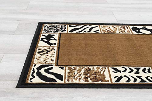 Modern Exotic Wildlife Animal Print Zebra Tiger Cheetah Leopard African Safari Area Rug (2’ X 7’ Runner)