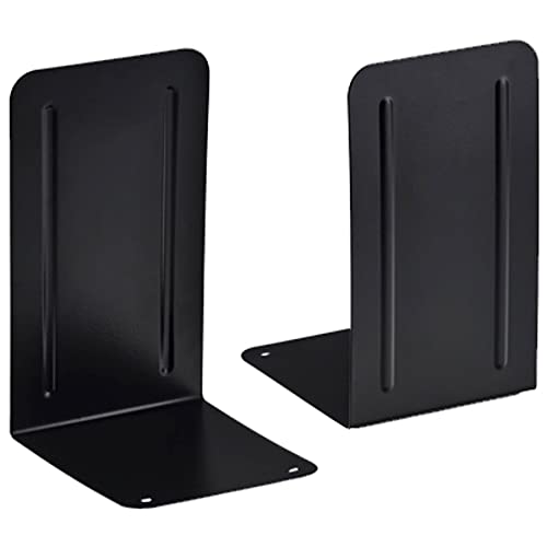 Acrimet Premium Metal Bookends (Heavy Duty) (Black Color) (1 Pair)