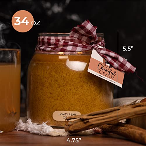 A Cheerful Giver — Honey Pear Cider - 34oz Papa Scented Candle Jar with Lid - Keepers of the Light - 155 Hours of Burn Time, Gift for Women, Orange