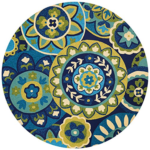 Couristan Covington Rip Tide Indoor/Outdoor Area Rug, 7'10" Round, Ocean Blue-Green