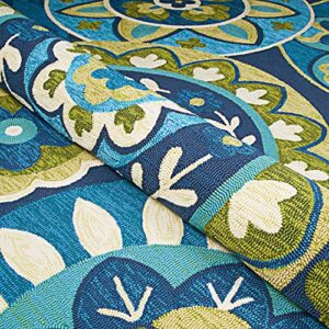 Couristan Covington Rip Tide Indoor/Outdoor Area Rug, 7'10" Round, Ocean Blue-Green