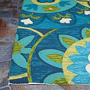 Couristan Covington Rip Tide Indoor/Outdoor Area Rug, 7'10" Round, Ocean Blue-Green